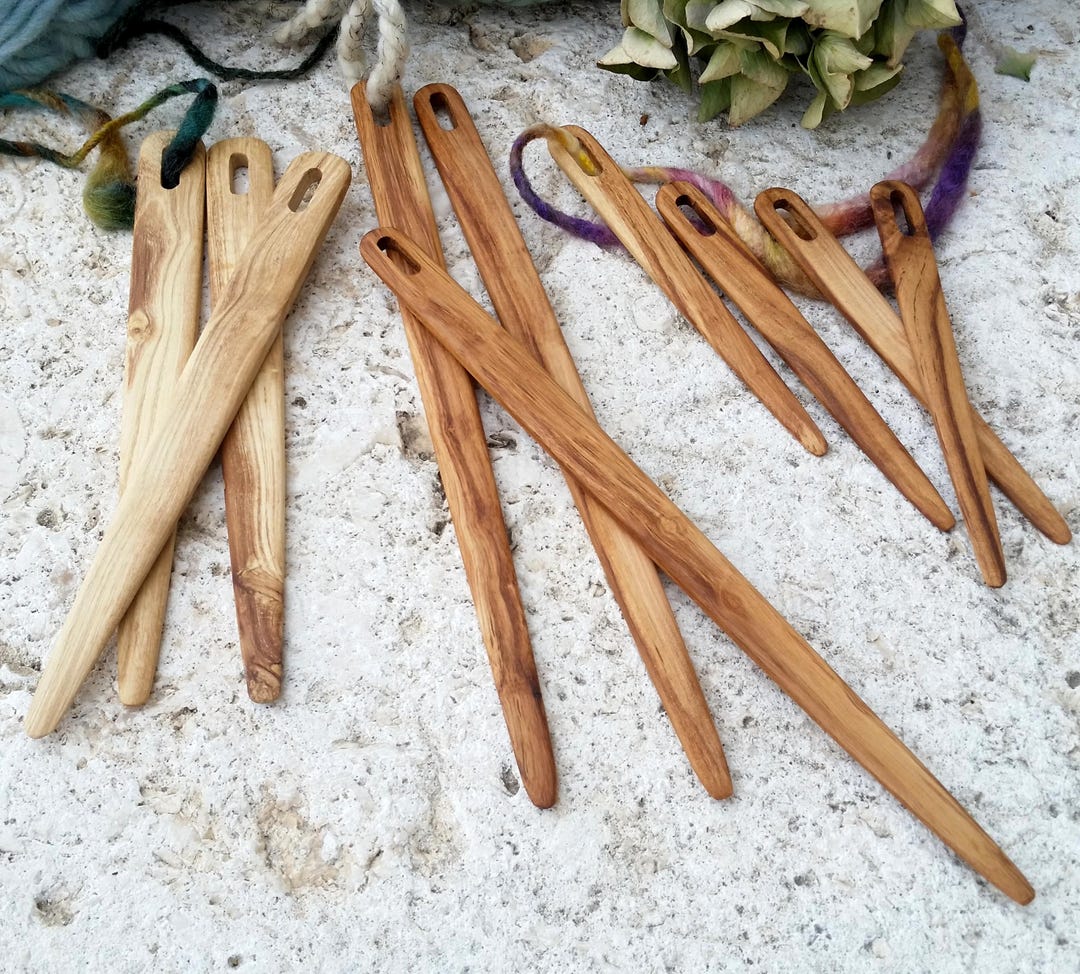 Olive Wood Weaving Needle 3 Sizes Flat Wooden Weaving Needle Big Eye ...