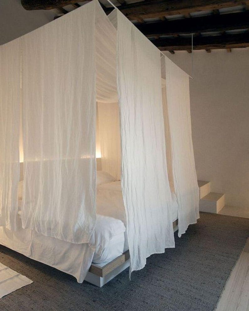 Custom Cotton Bed Canopy Shawl for All Bed Sizes, Canopy Panels for Bed ...