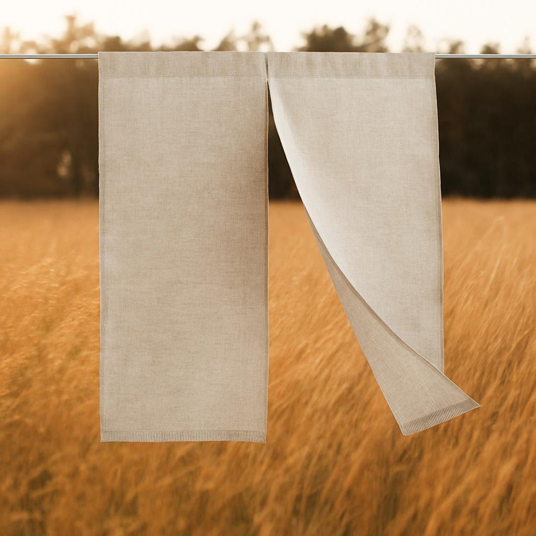 Natural Linen Japanese Noren. Minimalist Natural Doorway Divider ...