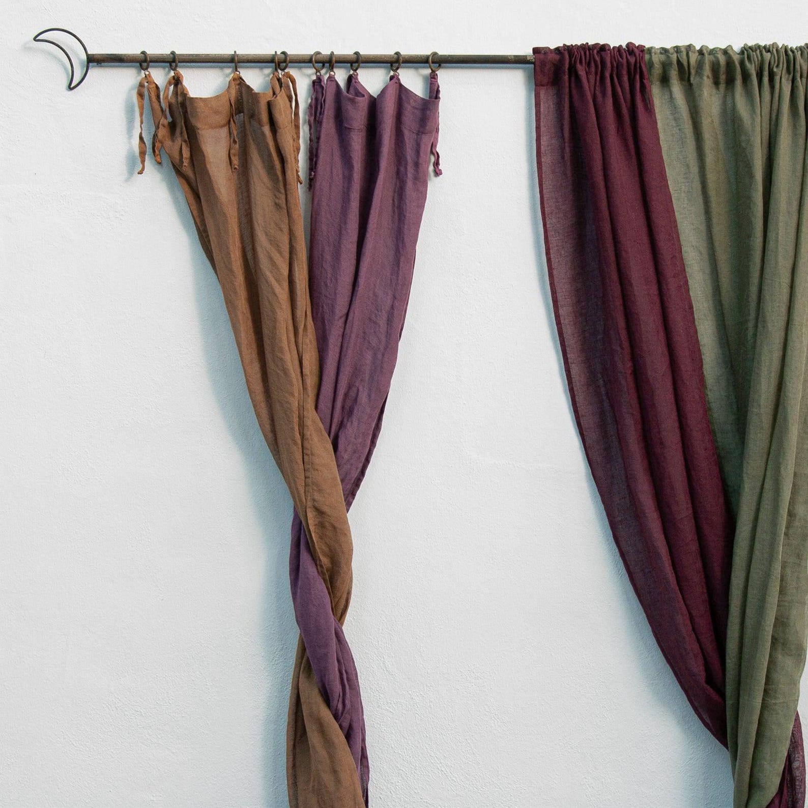 Extra Wide Natural Linen Sheer Curtain, Tie Top Linen Curtain One Panel ...