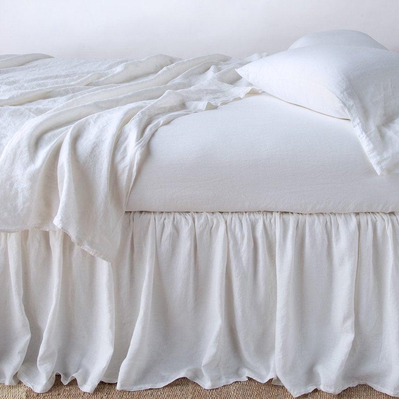 100% Linen Tailored Bed Skirt – King Queen Custom Size Handmade Dust ...