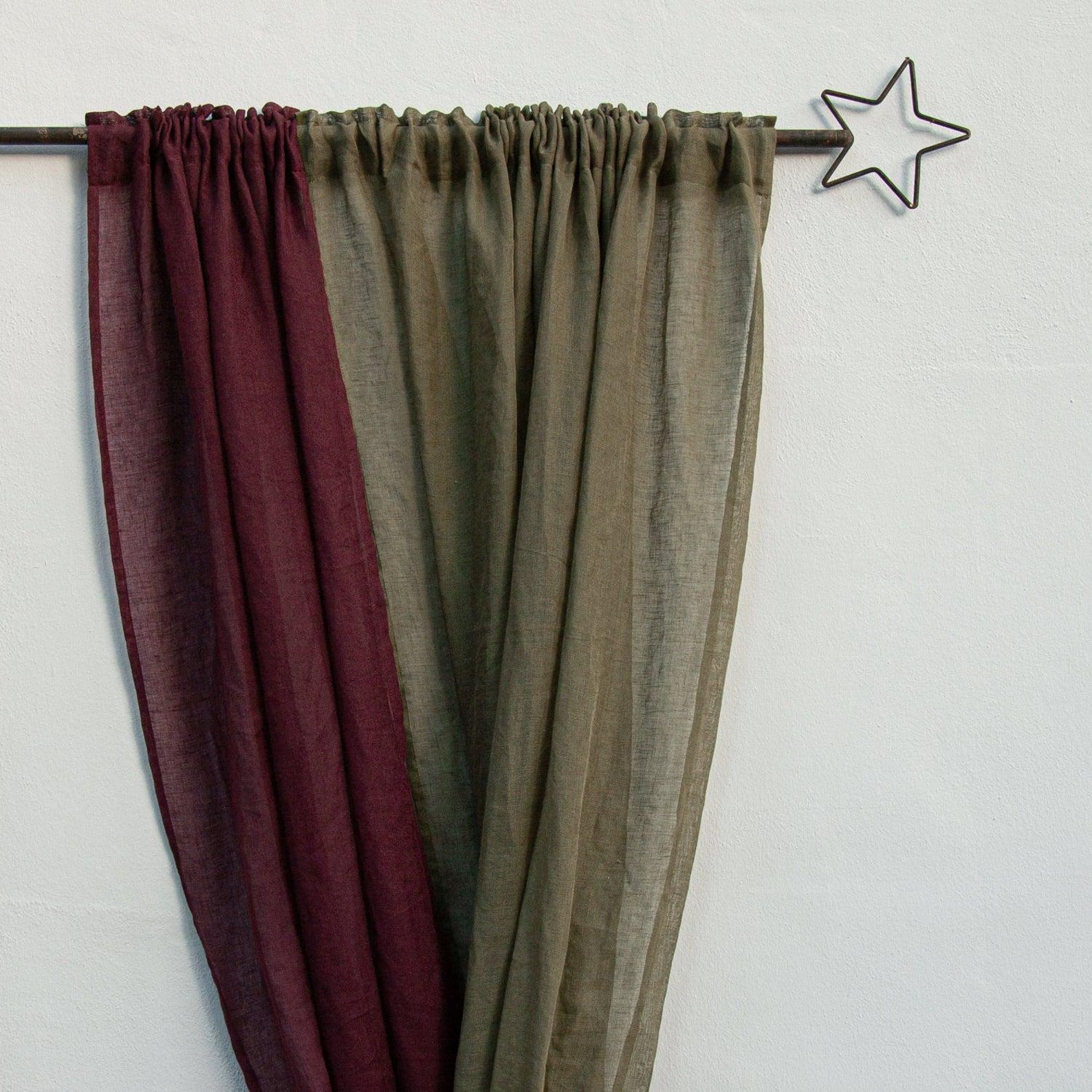 Extra Wide Natural Linen Sheer Curtain, Tie Top Linen Curtain One Panel ...