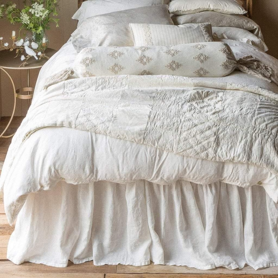 100% Linen Tailored Bed Skirt – King Queen Custom Size Handmade Dust ...