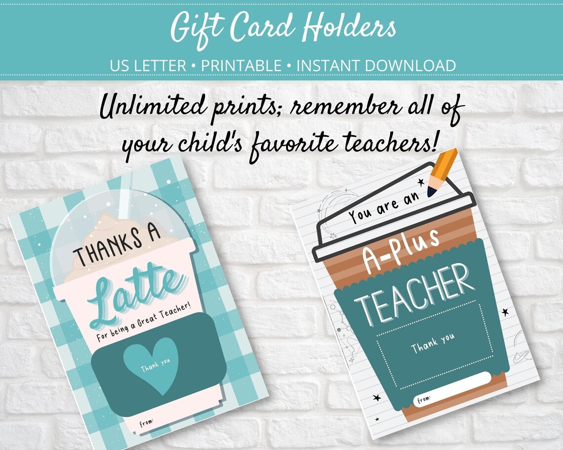 Coffee Cup Gift Card Holder Printable for Teacher Appreciation Week - Etsy