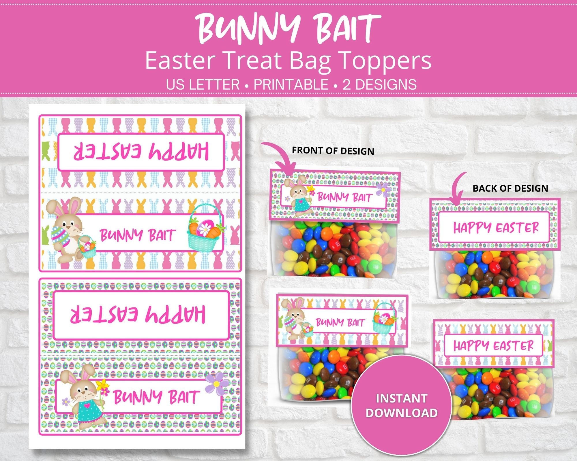 Easter Bunny Bait Treat Bag Toppers Printable, Easter Basket Stuffers ...