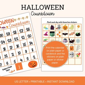 Halloween Countdown Calendar| Printable Halloween Advent Calendar With ...