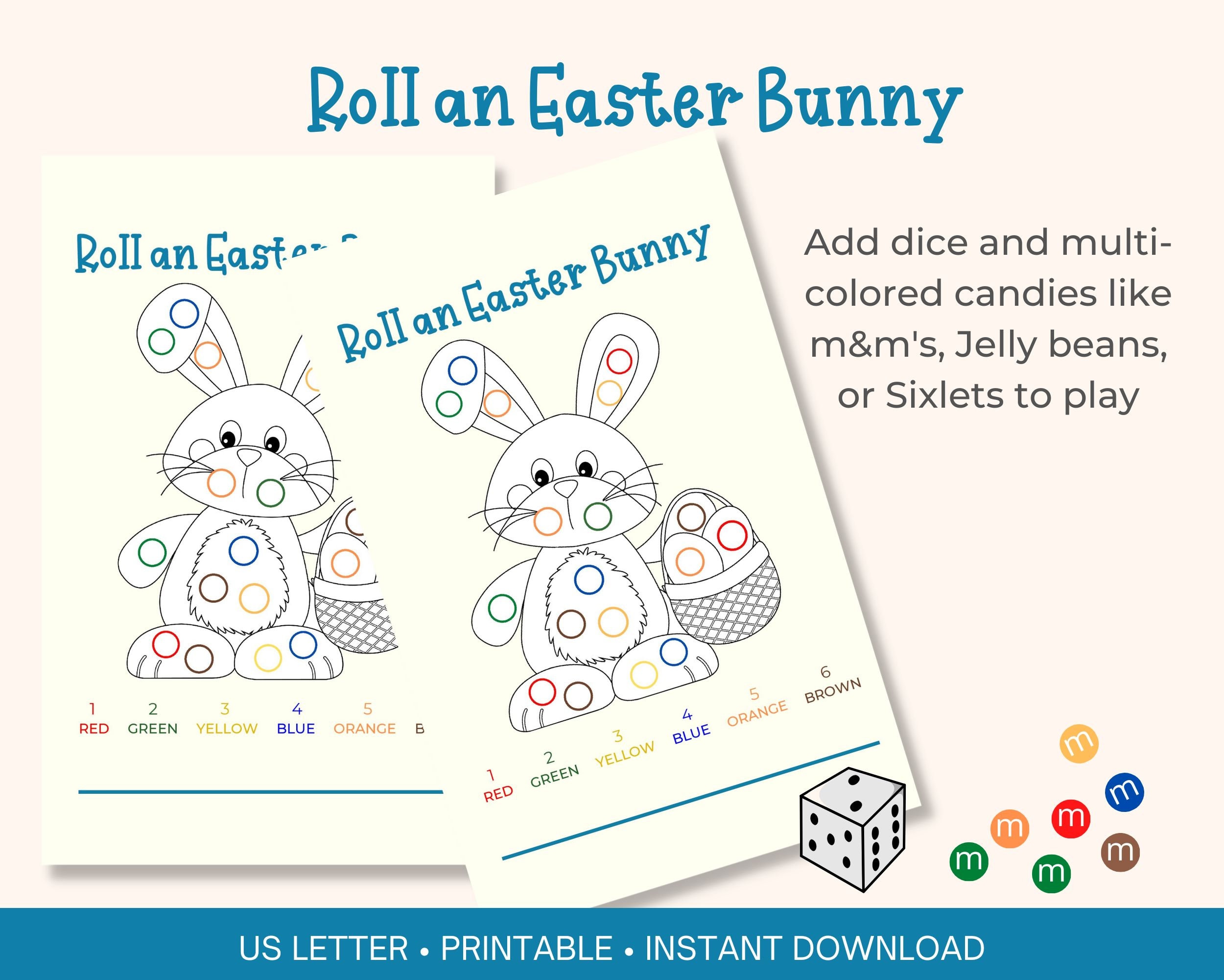 Roll an Easter Bunny Printable Game for Home, the Classroom or Sunday ...