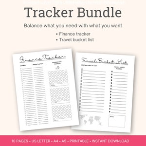 Printable Tracker Bundle, 10 Trackers for Finance, Self-care, Gratitude ...