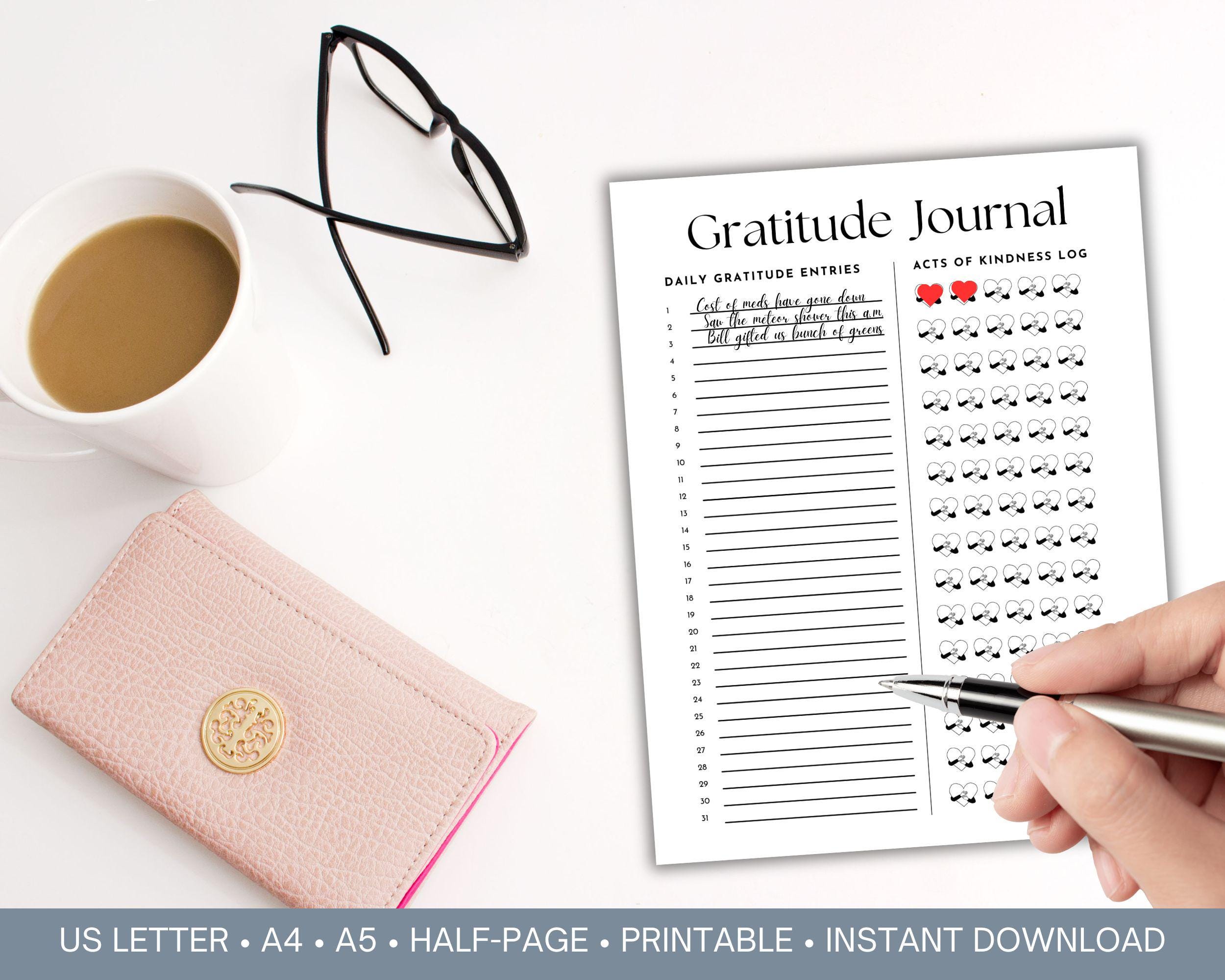 Gratitude Journal Printable, Gratitude Tracker, Random Acts of Kindness ...