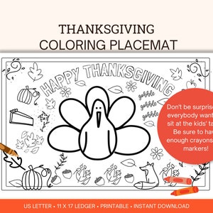 Thanksgiving Day Coloring Page, Printable Kids' Activity, Kid's Table ...