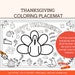 Thanksgiving Day Coloring Page, Printable Kids' Activity, Kid's Table ...