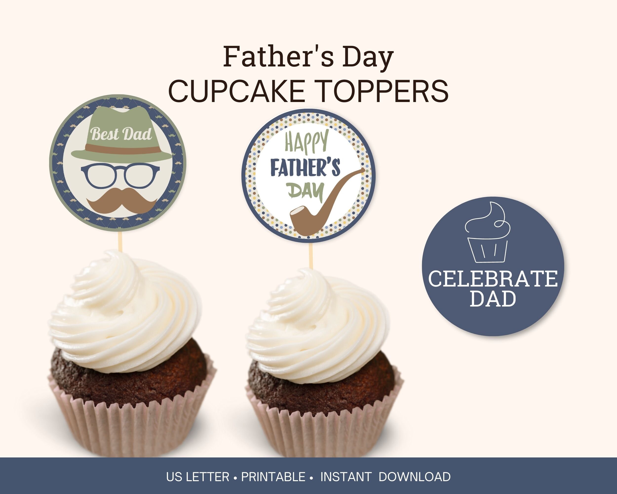 Father's Day Printable Cupcake Toppers, Gift or Cookie Bag Tags, Party ...