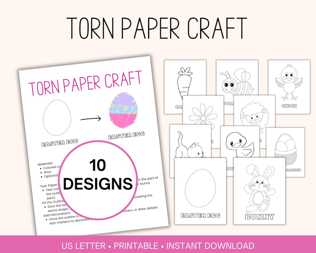 Torn Paper Craft Printable, Easter Craft for Daycare, Preschool, Sunday ...