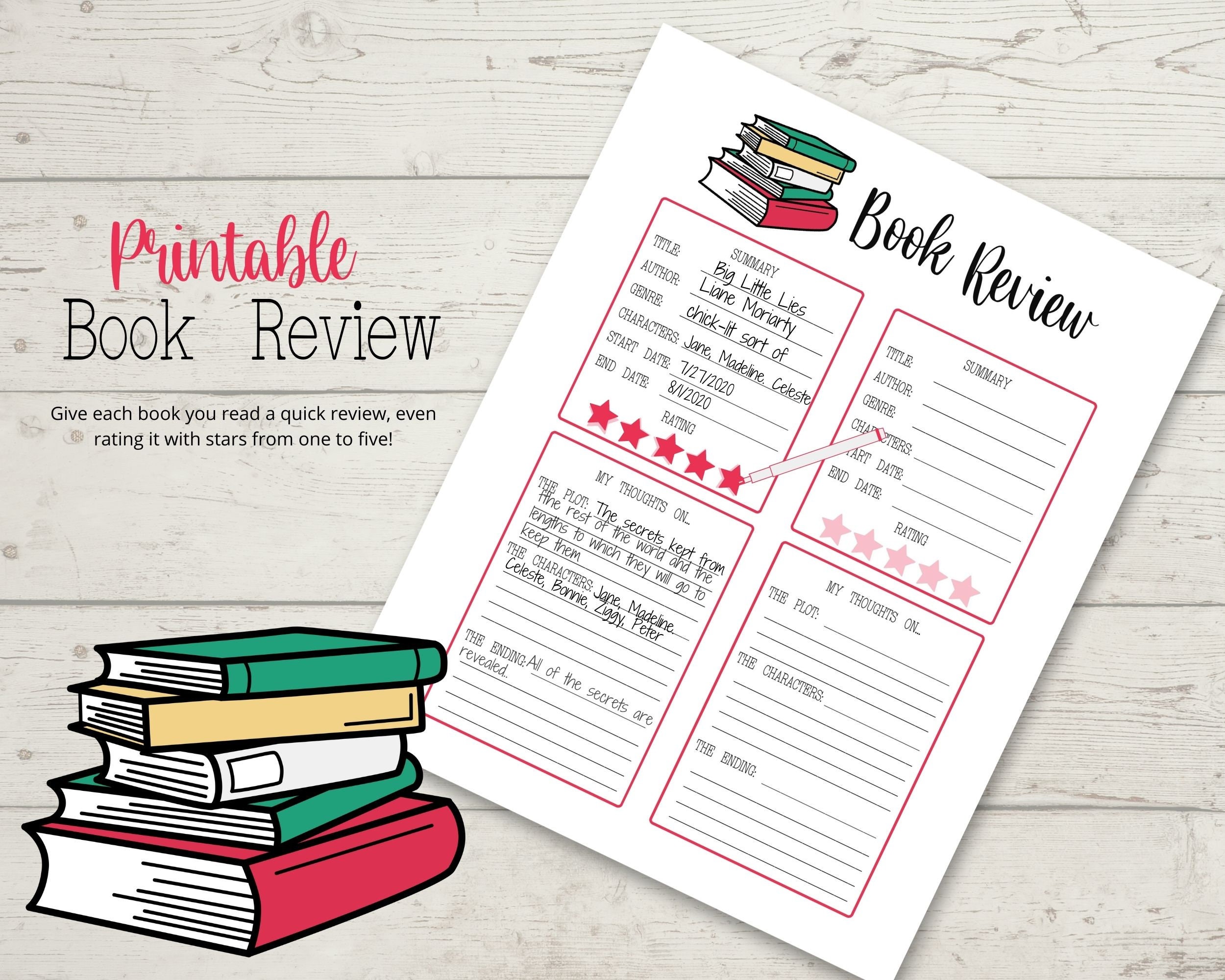 Reading Log and Book Review Printables, Summer Reading Tracker, Reading ...