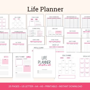 Life Planner Printable Pink Minimalist, Life Binder, All-in-one Planner ...