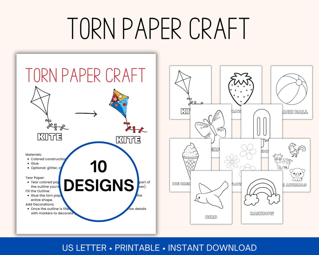 Torn Paper Craft Printable, Summer Craft for Daycare, Preschool, Sunday ...