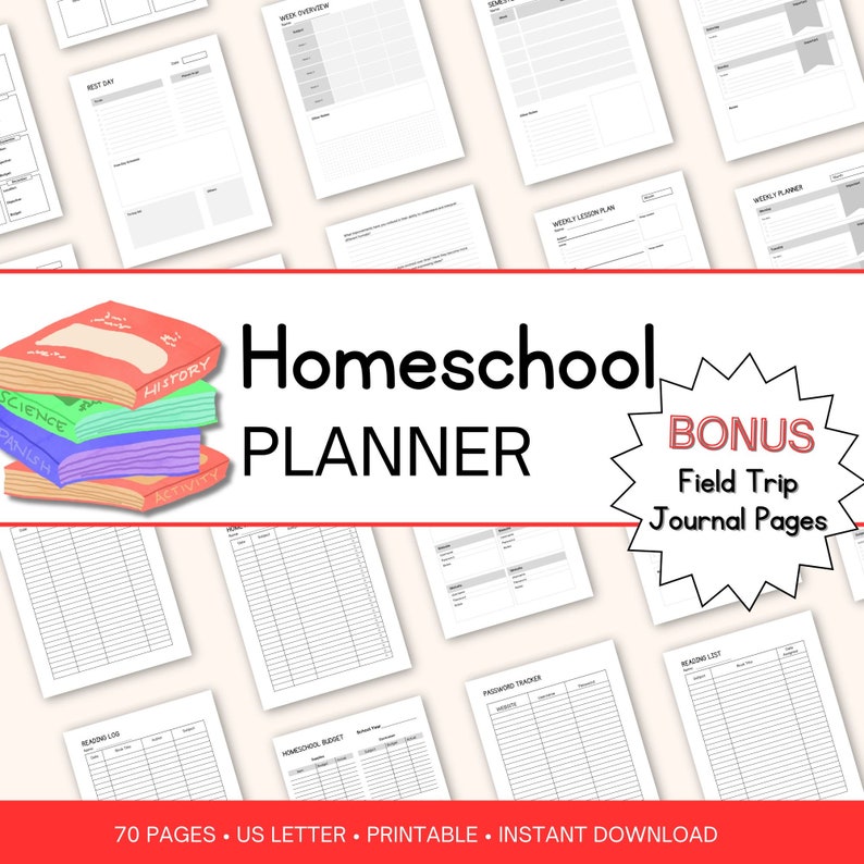 Homeschool Planner Printable, Curriculum Organizer, Planning Sheets ...