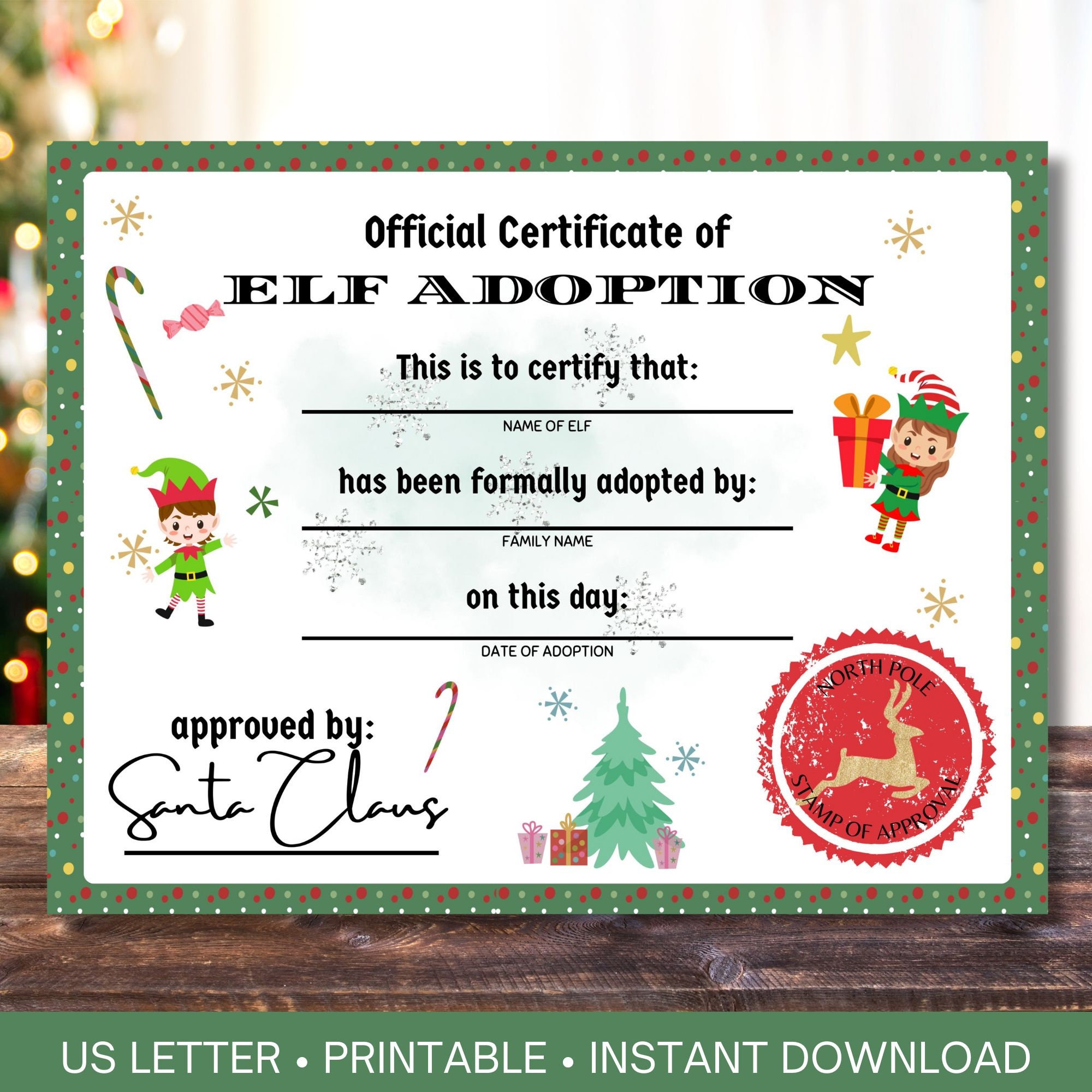 Official Elf Adoption Certificate, Christmas Elf Adoption, Printable ...
