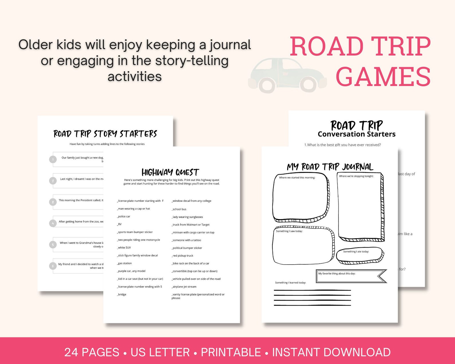 Road Trip Games Printable for Kids | Car Games | Kids Travel Games ...