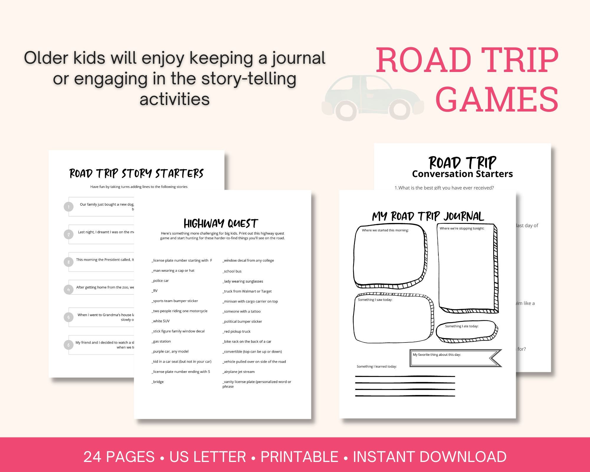 Road Trip Games Printable for Kids | Car Games | Kids Travel Games ...