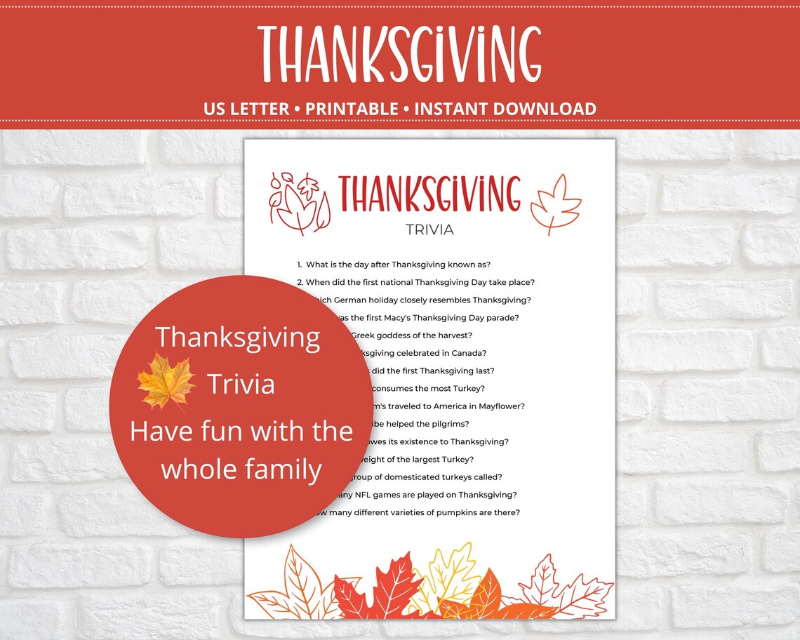 Thanksgiving Trivia Printable Game Friendsgiving Trivia Game - Etsy