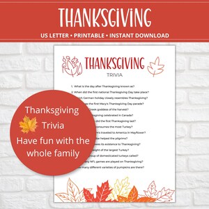 Thanksgiving Trivia Printable Game Friendsgiving Trivia Game - Etsy