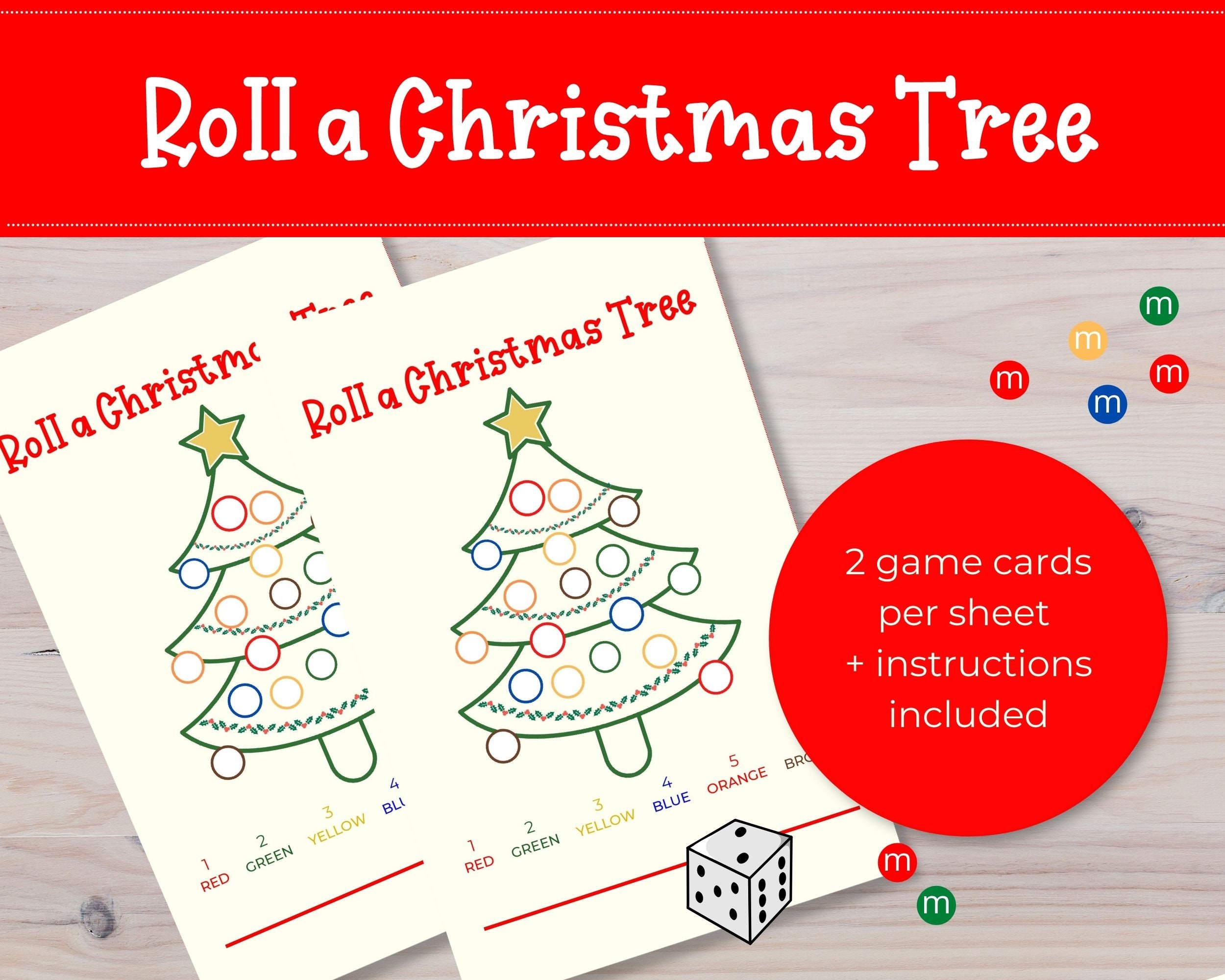 Christmas Games, Roll a Christmas Tree Printable Game for Kids - Etsy