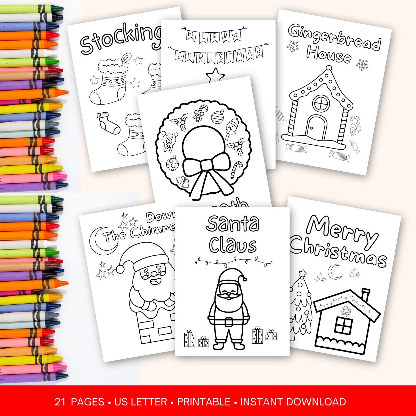 21 Christmas Coloring Sheets for Kids, Christmas Printable Coloring ...