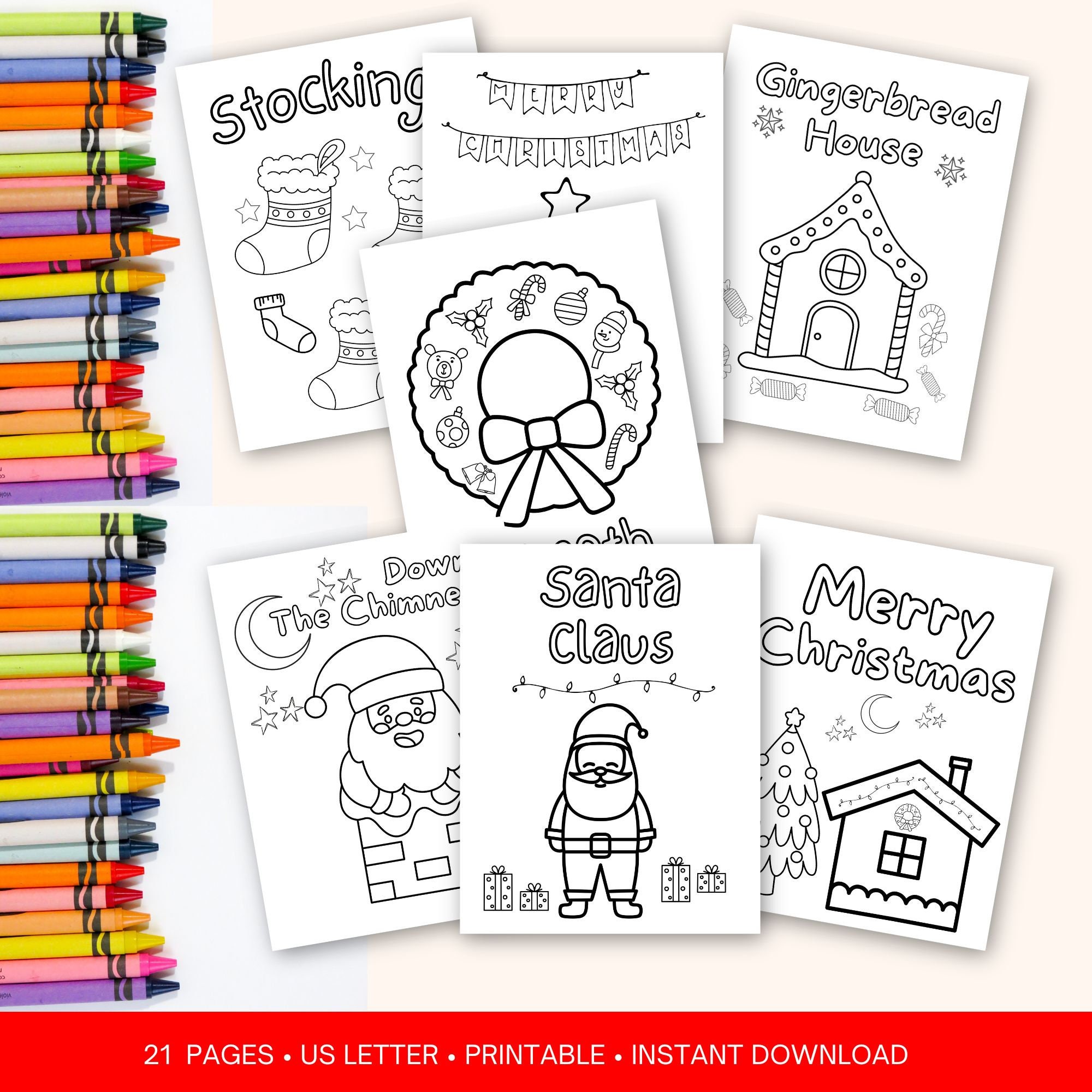 21 Christmas Coloring Sheets for Kids, Christmas Printable Coloring ...
