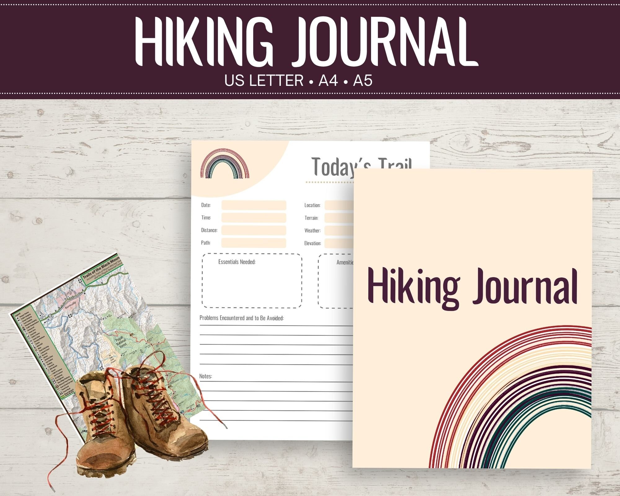 Hiking, Backpacking Printable Journal - Etsy