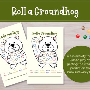 Roll a Groundhog Printable Game for Home or School, Classroom Activity ...