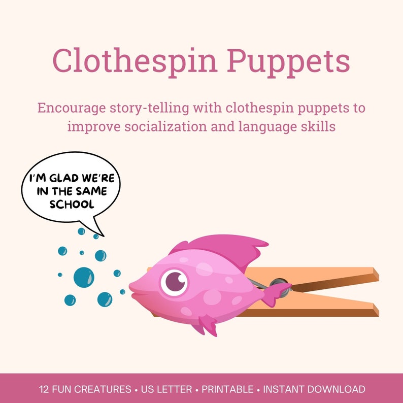 Clothespin Puppets, Printable Kids Craft, Craft for Kindergarten ...