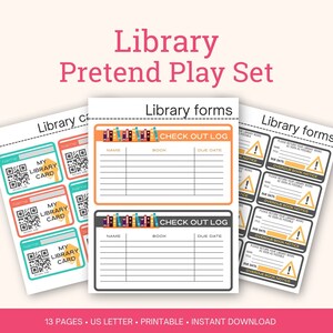 Library Printable Dramatic Play Kit for Kids, Creative Library Pretend ...