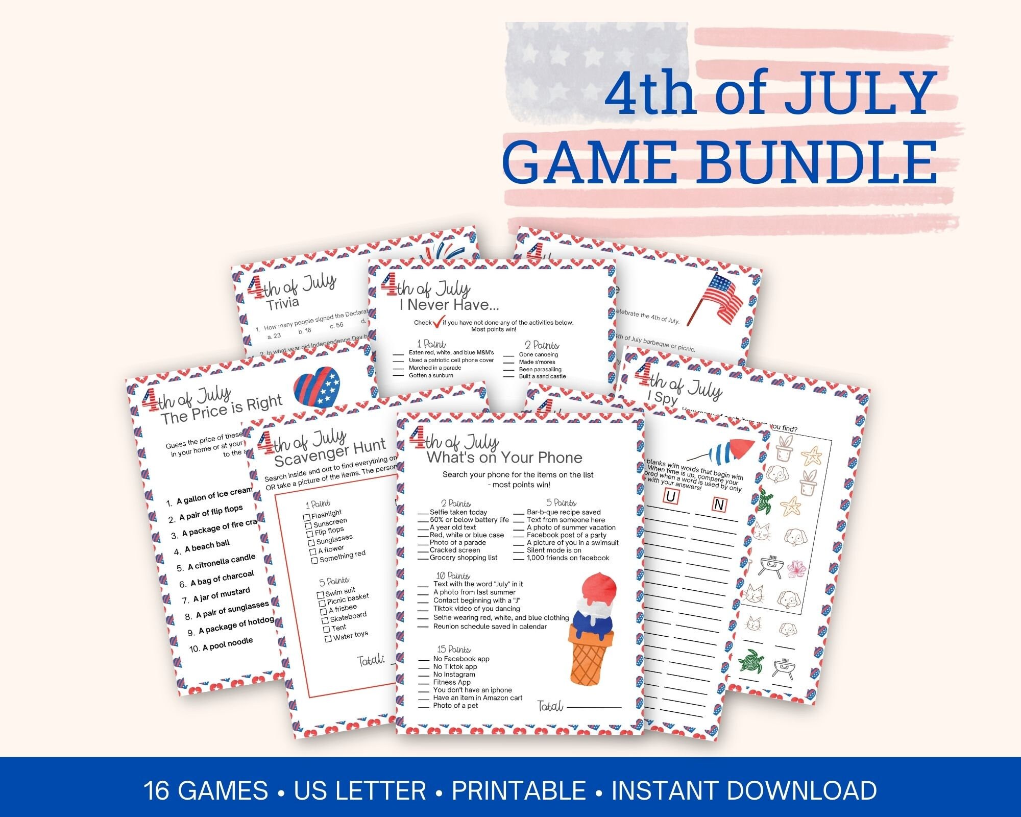 4th of July Party Games, Printable Games, Independence Day Games ...