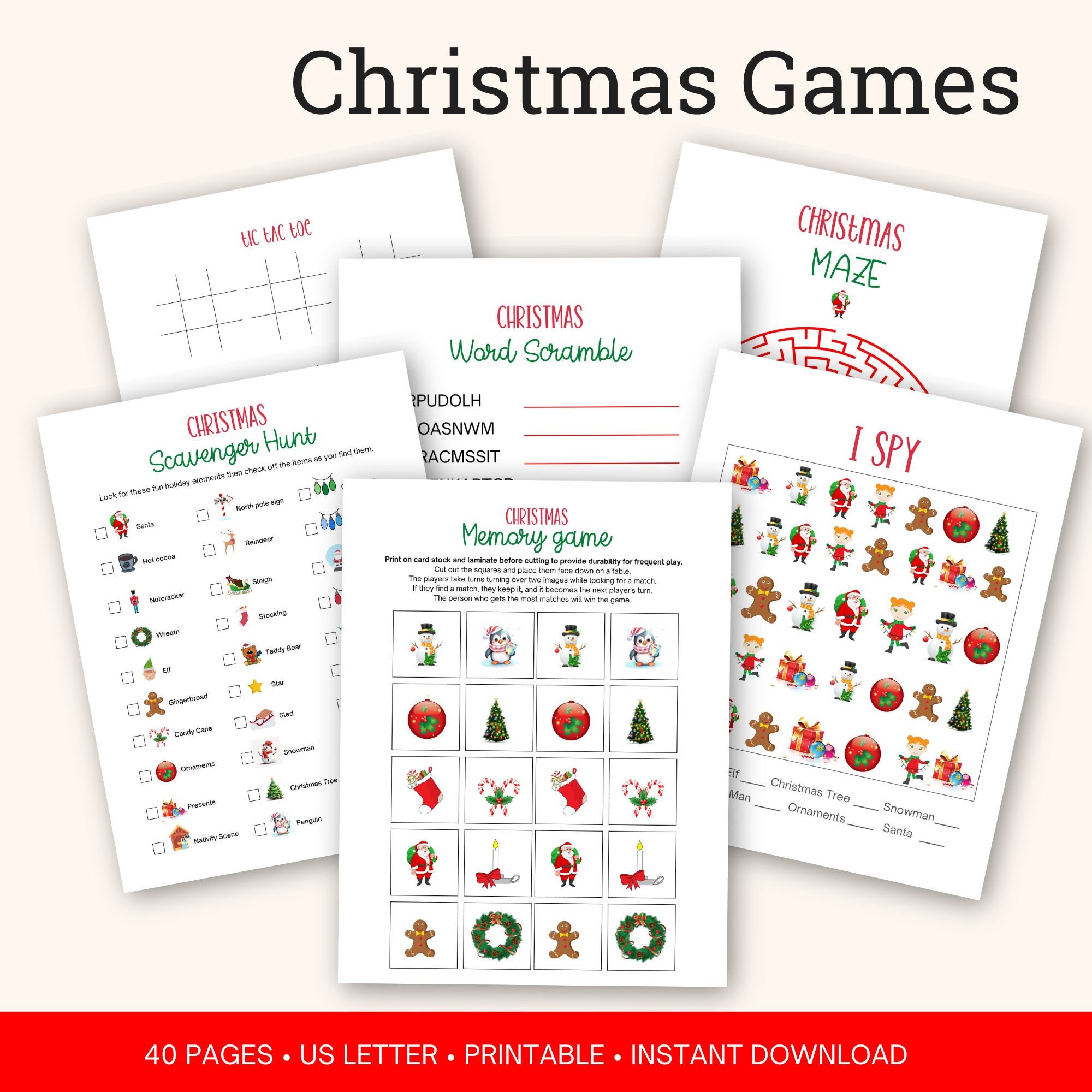 Christmas Activity Bundle for Kids, Printable Games and Coloring Pages ...