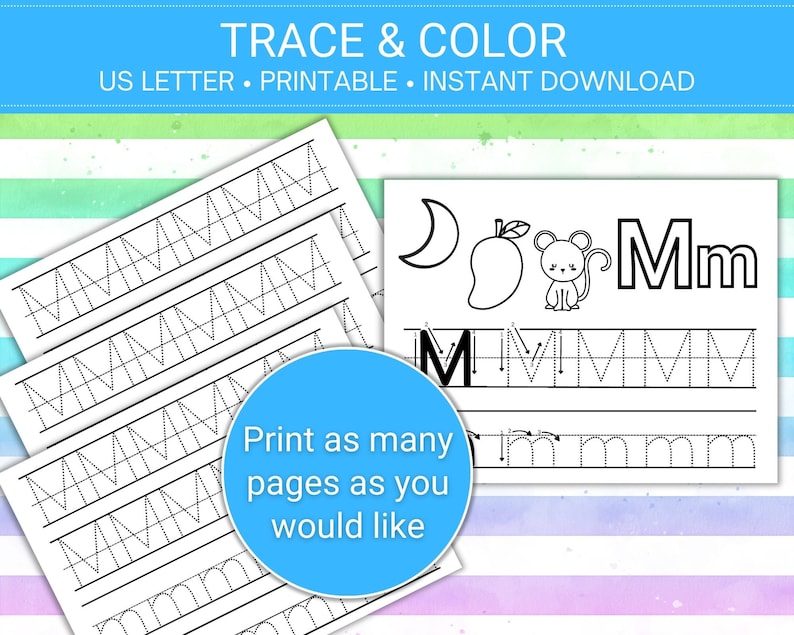 Trace and Color Printable Alphabet Workbook, Hand Lettering Practice ...