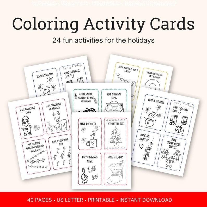 Christmas Activity Bundle, Printable Coloring Pages, Games (PDF) - Etsy
