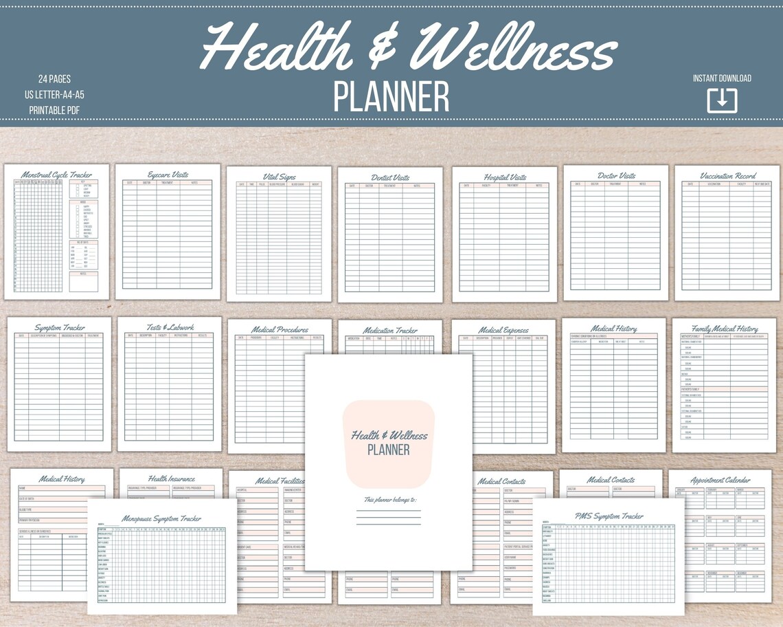 Health and Wellness Planner Printable | Etsy