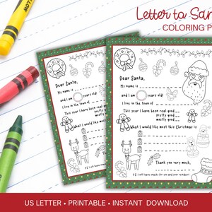 Letter to Santa Coloring Page, Dear Santa Wish List, Printable Santa ...