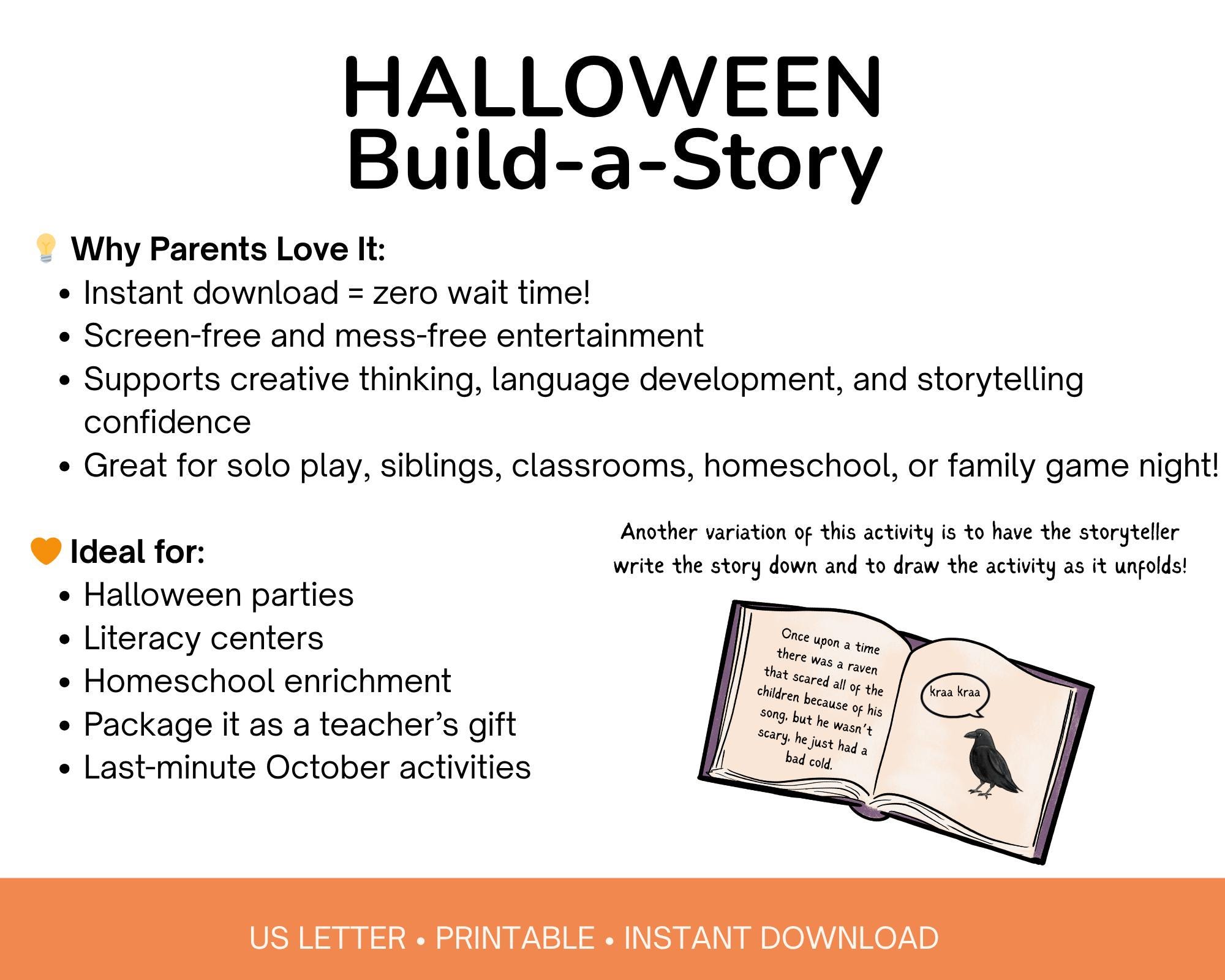Build-a-story: Halloween Edition, Printable Kids Storytelling Activity ...