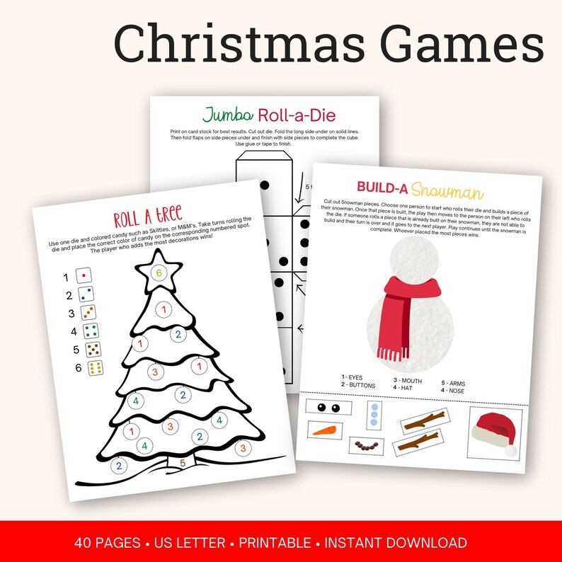 Christmas Activity Bundle for Kids, Printable Games and Coloring Pages ...