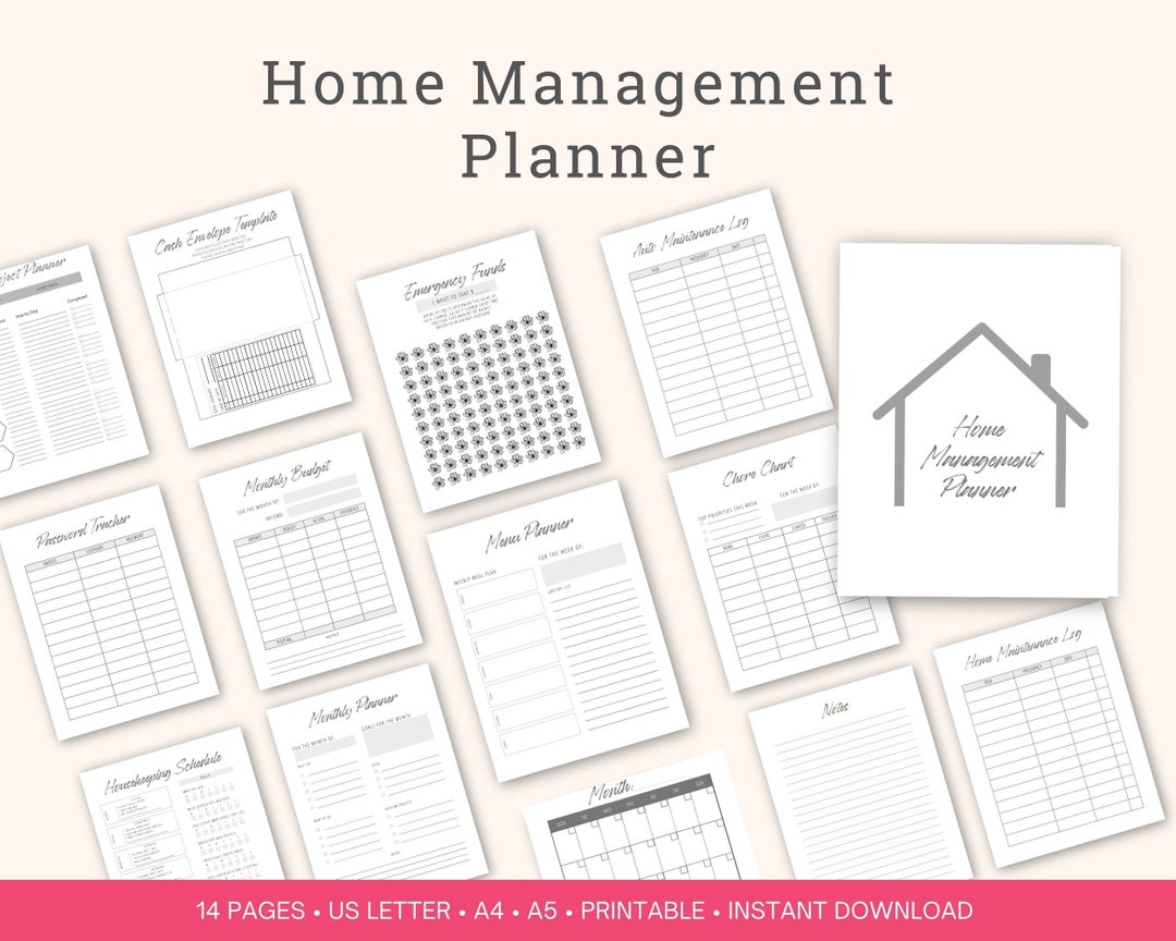 Home Management Planner Printable Bundle, Budget, Chores, and Meal ...