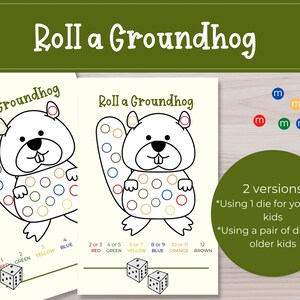 Roll a Groundhog Printable Game for Home or School, Classroom Activity ...