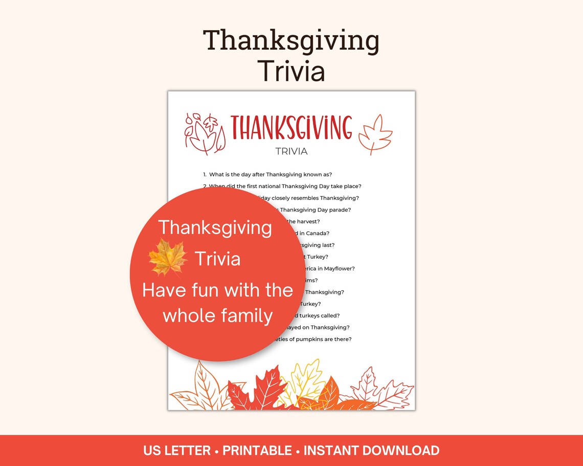 Thanksgiving Trivia Printable Game, Friendsgiving Trivia Game ...