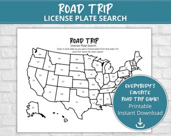 License Plate Game, PRINTABLE Digital Download, Travel Game for Kids ...