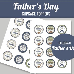 Father's Day printable cupcake toppers gift or cookie bag | Etsy