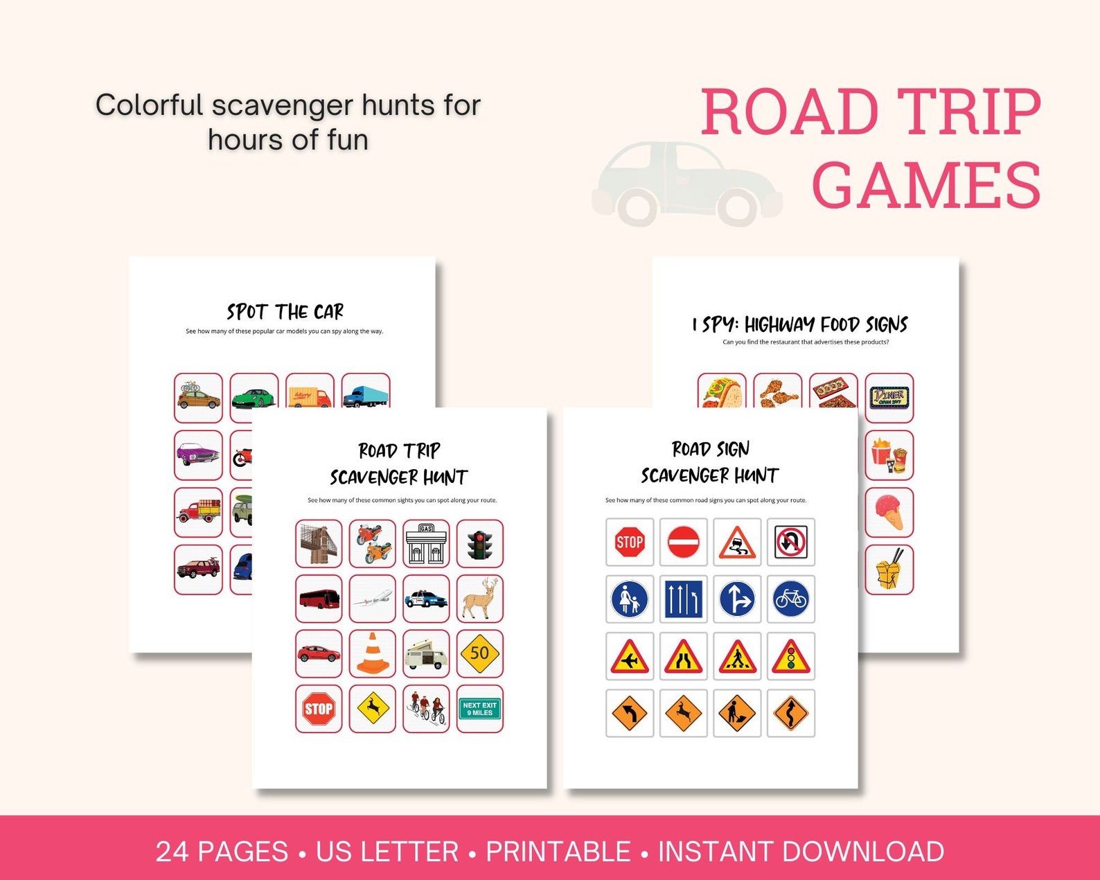 Road Trip Games Printable for Kids | Car Games | Kids Travel Games ...