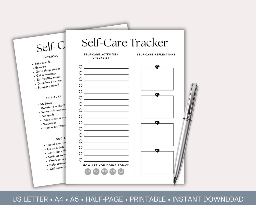 Self-care Printable Tracker, Daily Care Printable Checklist, Self-care ...