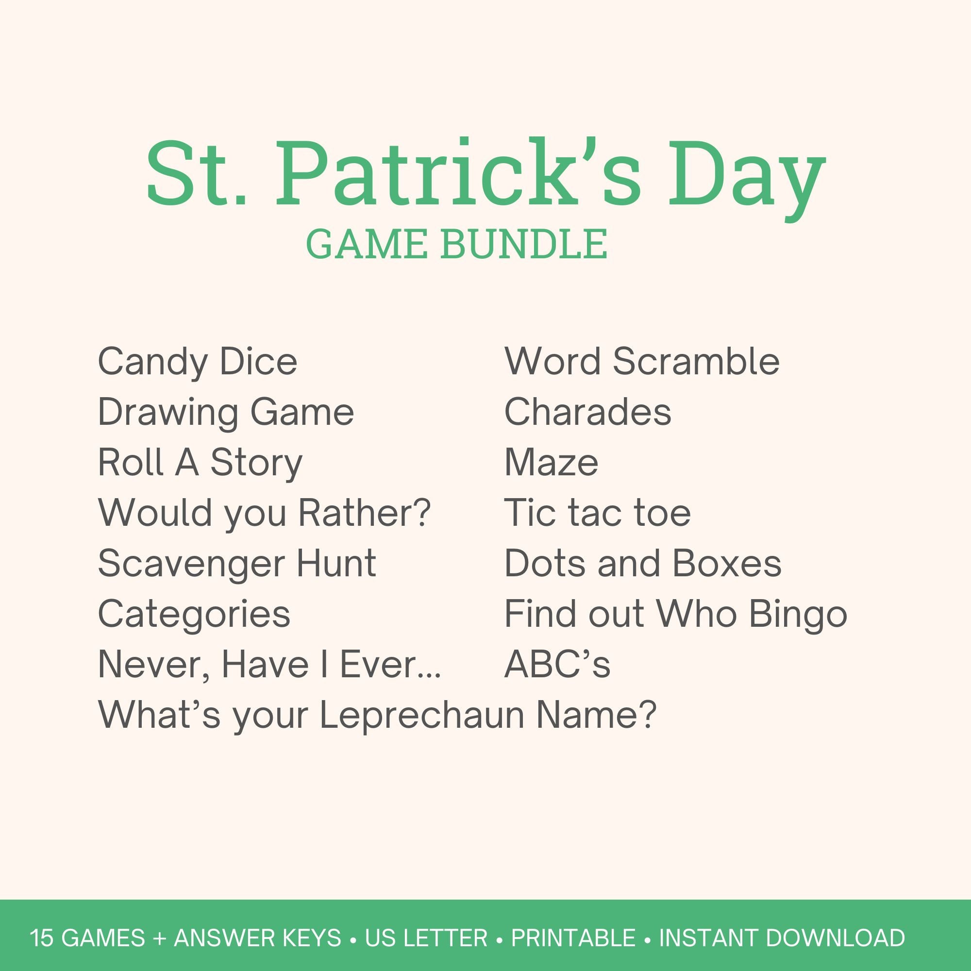 St. Patrick's Day Printable Party Games for Tweens, Teens, and Adults ...