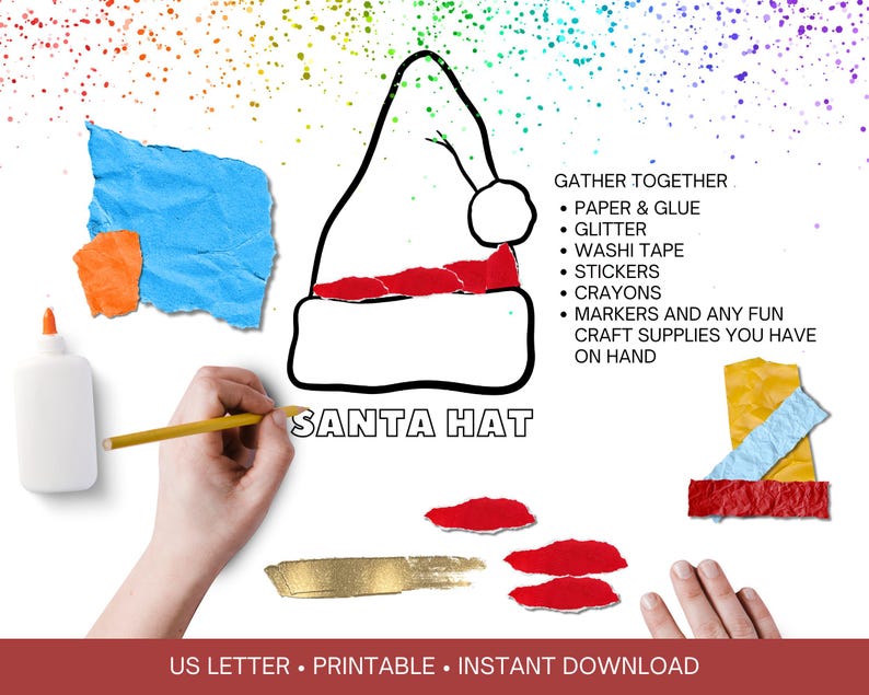 Torn Paper Craft Printable, Christmas Craft for Daycare, Preschool ...